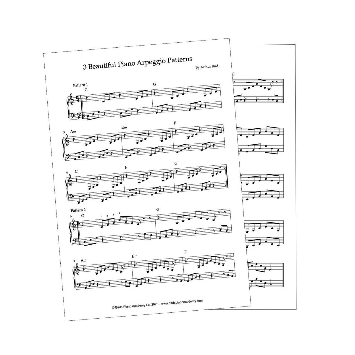 3 Beautiful Arpeggio Patterns Sheet Music (PDF Download) – Birds Piano ...